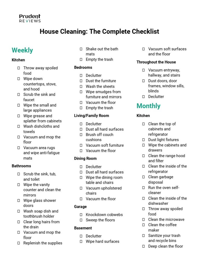 House Cleaning Checklist Printable PDF | PDF | Vacuum Cleaner | Basement
