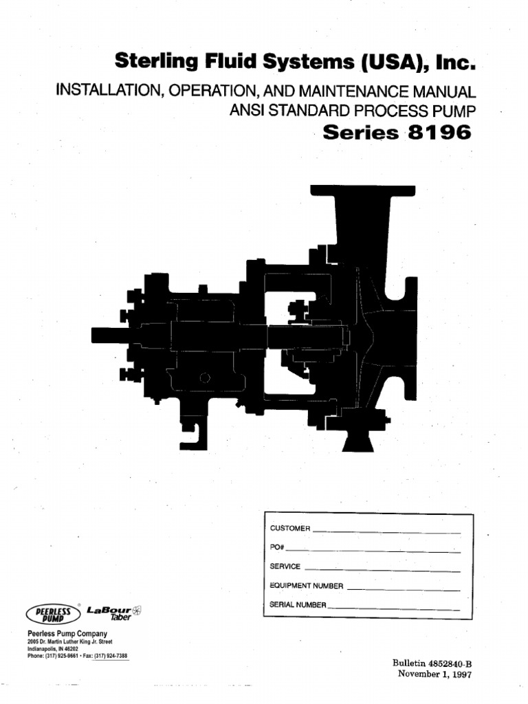 Peerless Pump Company 4852840 B Series 8196 Process | PDF