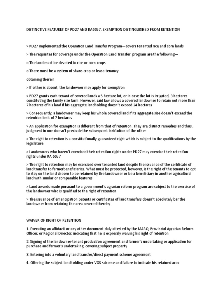 PD27 Vs RA6657 | Download Free PDF | Property | Common Law