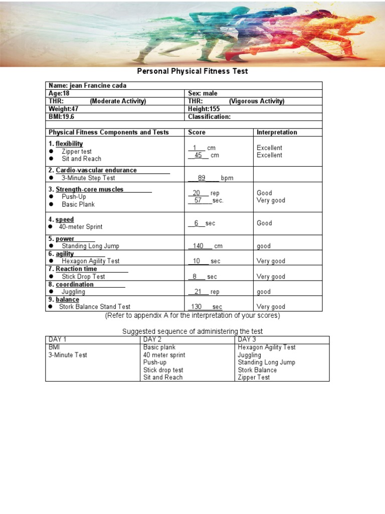 Personal Physical Fitness Test | PDF | Body Mass Index | Human Size