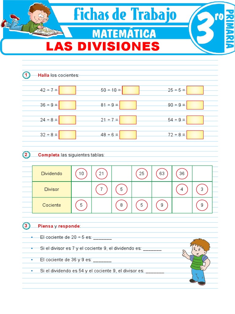 Divisiones para Tercer Grado de Primaria | PDF | División (Matemáticas ...