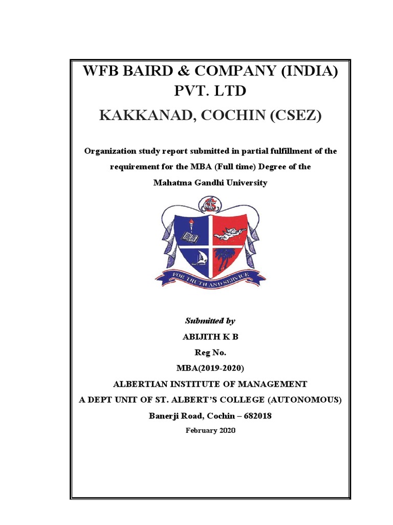 WFB Baird & Company (India) Pvt. LTD: Kakkanad, Cochin (Csez) | PDF ...