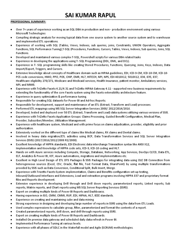 SQL DBA - Sai Kumar | PDF | Microsoft Sql Server | Microsoft Access