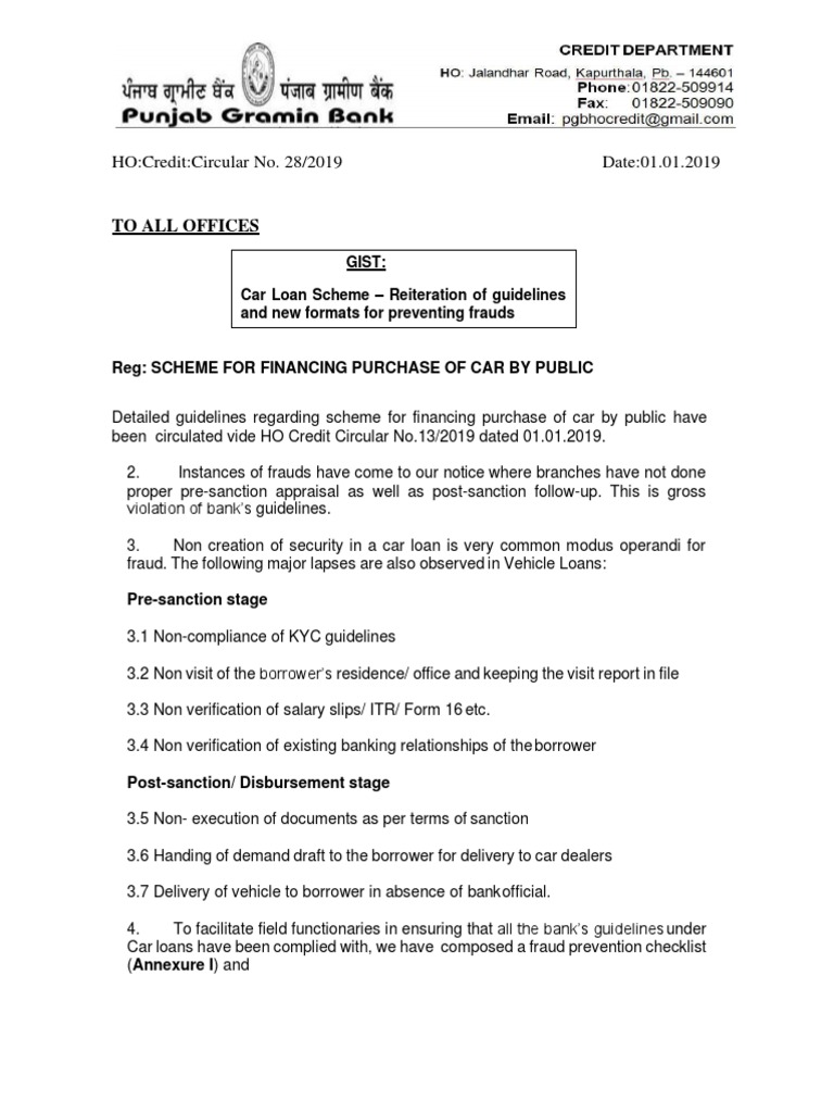 28-19 Scheme For Financing Purchase of Car by Public - New Formats For ...