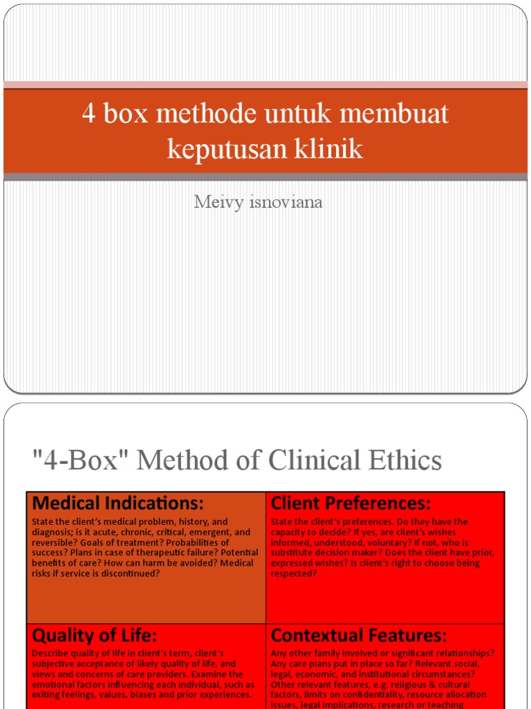 4 Box Methode Untuk Membuat Keputusan Klinik | PDF | Medical Ethics ...