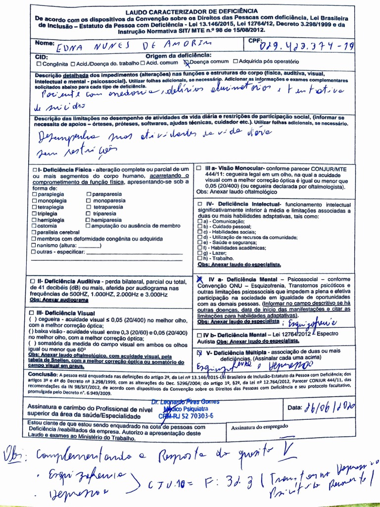 Laudos Edna PCD | PDF