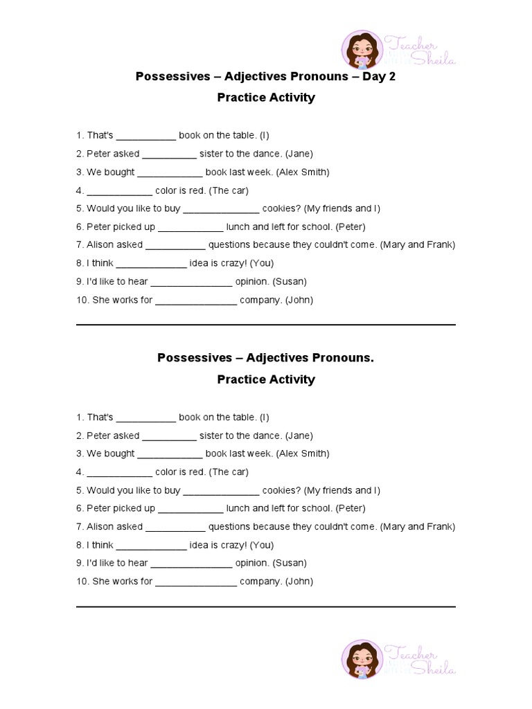 Possessives - Adjective Pronouns | PDF