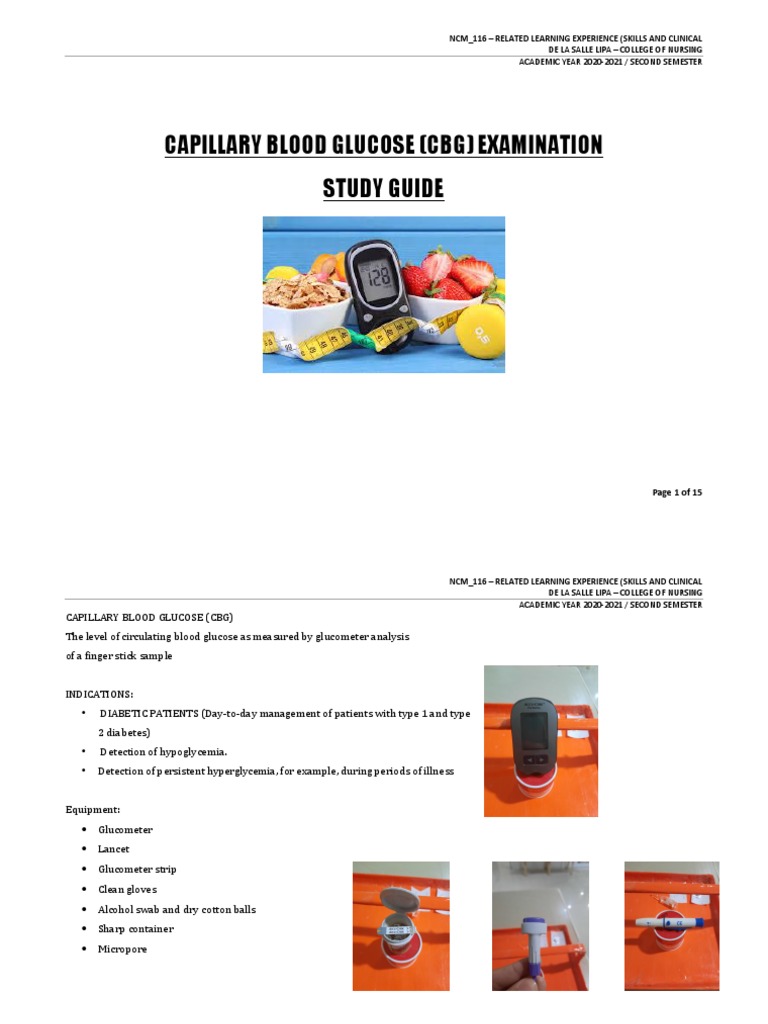 Capillary Blood Glucose (CBG) Examination Study Guide: NCM - 116 ...