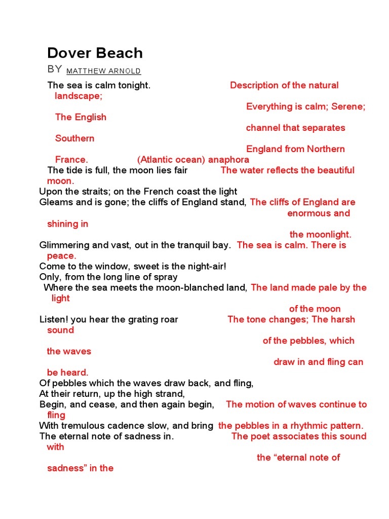 Dover Beach: Matthew Arnold | PDF | Sophocles | Poetry