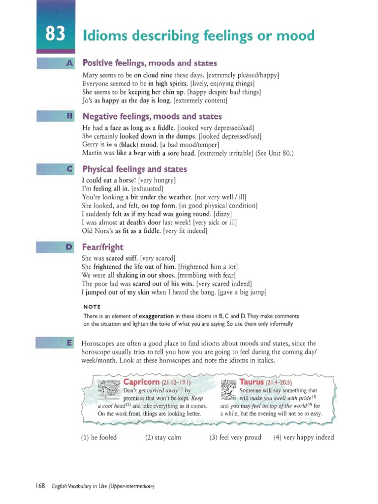 Idioms Feelings and Mood | PDF