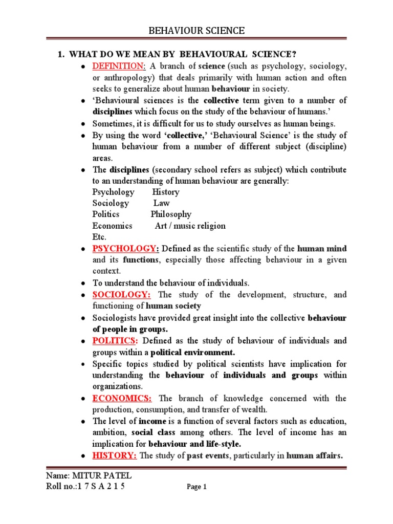 Behavioural Science | PDF | Sociology | Human Behavior
