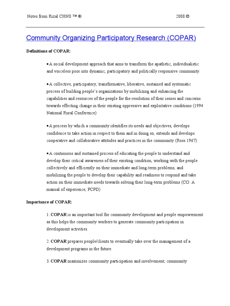 Copar Notes | PDF | Community | Empowerment