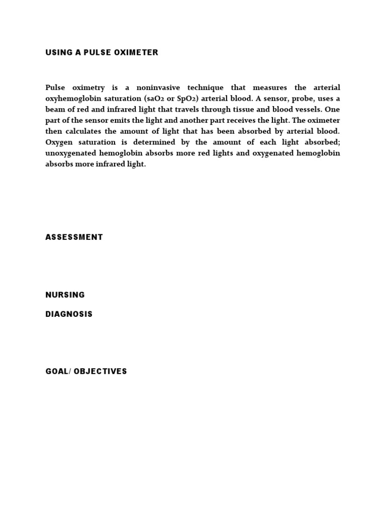 Using A Pulse Oximeter | Descargar gratis PDF | Physiology | Clinical ...
