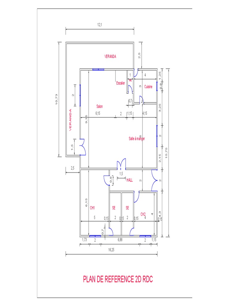 Plan de Reference 2D RDC: Veranda | PDF