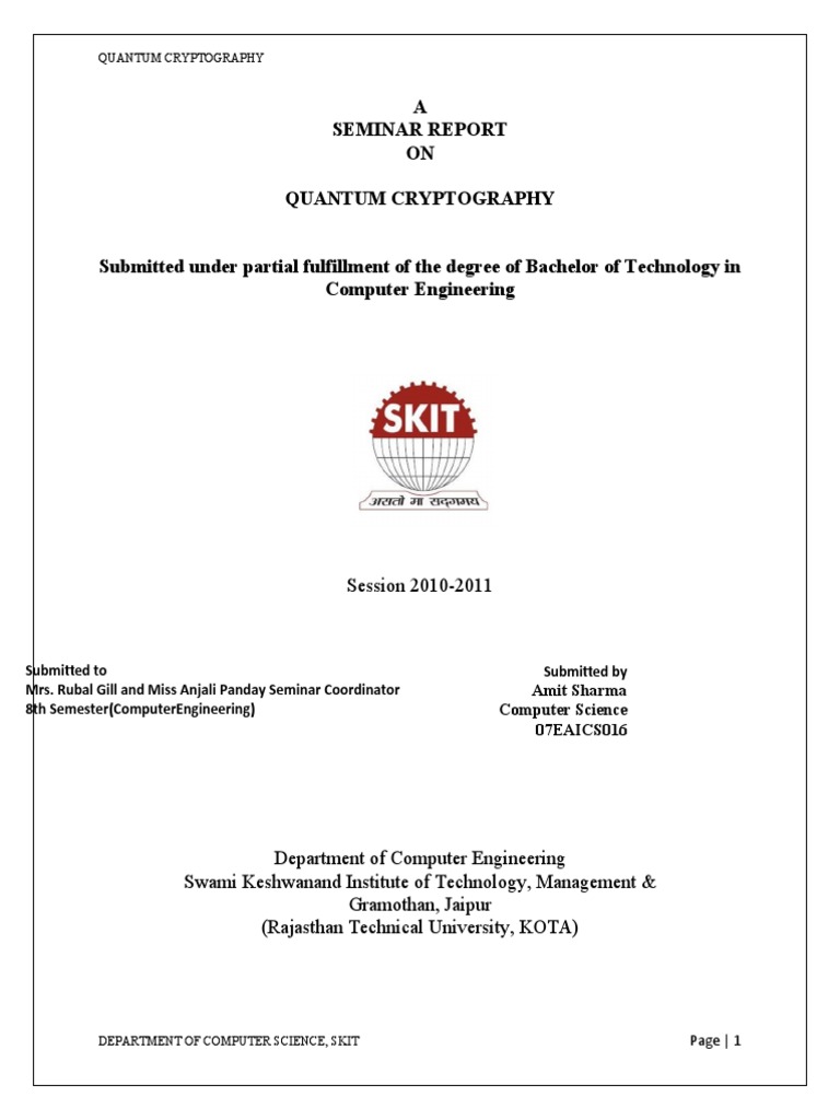 Quantum Cryptography Final Version | PDF | Cryptography | Quantum Computing