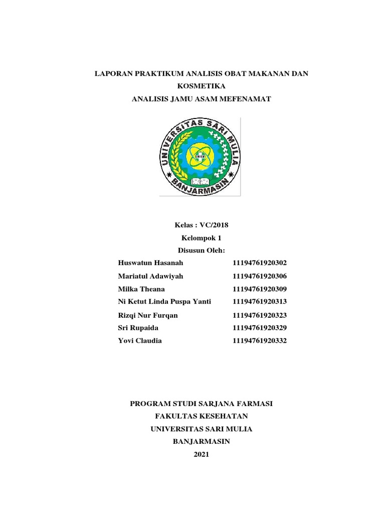 LAPORAN PRAKTIKUM ANALISIS OBAT MAKANAN DAN KOSMET ASMEF Revisi Fix | PDF