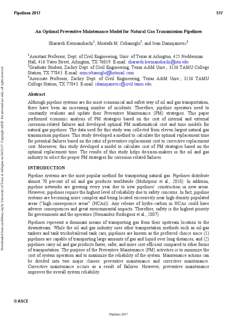 An Optimal Preventive Maintenance Model For Natural Gas Transmission ...