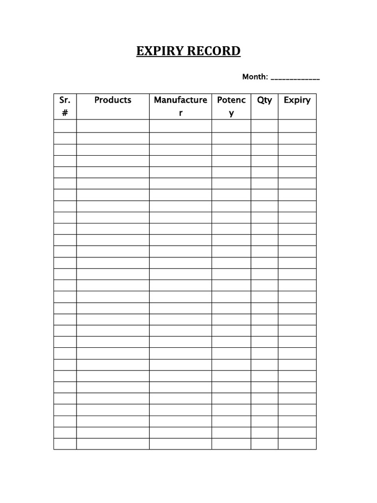 Expiry Record | PDF