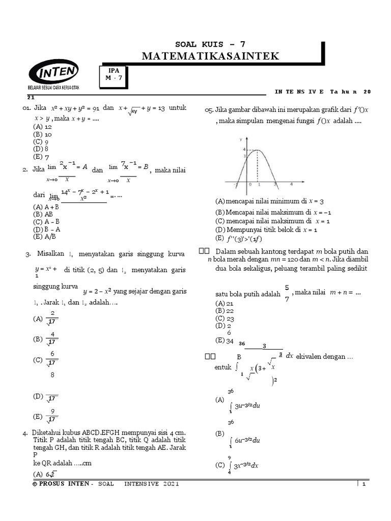 m7 - Soal Kuis - Intensive - Ipa | PDF