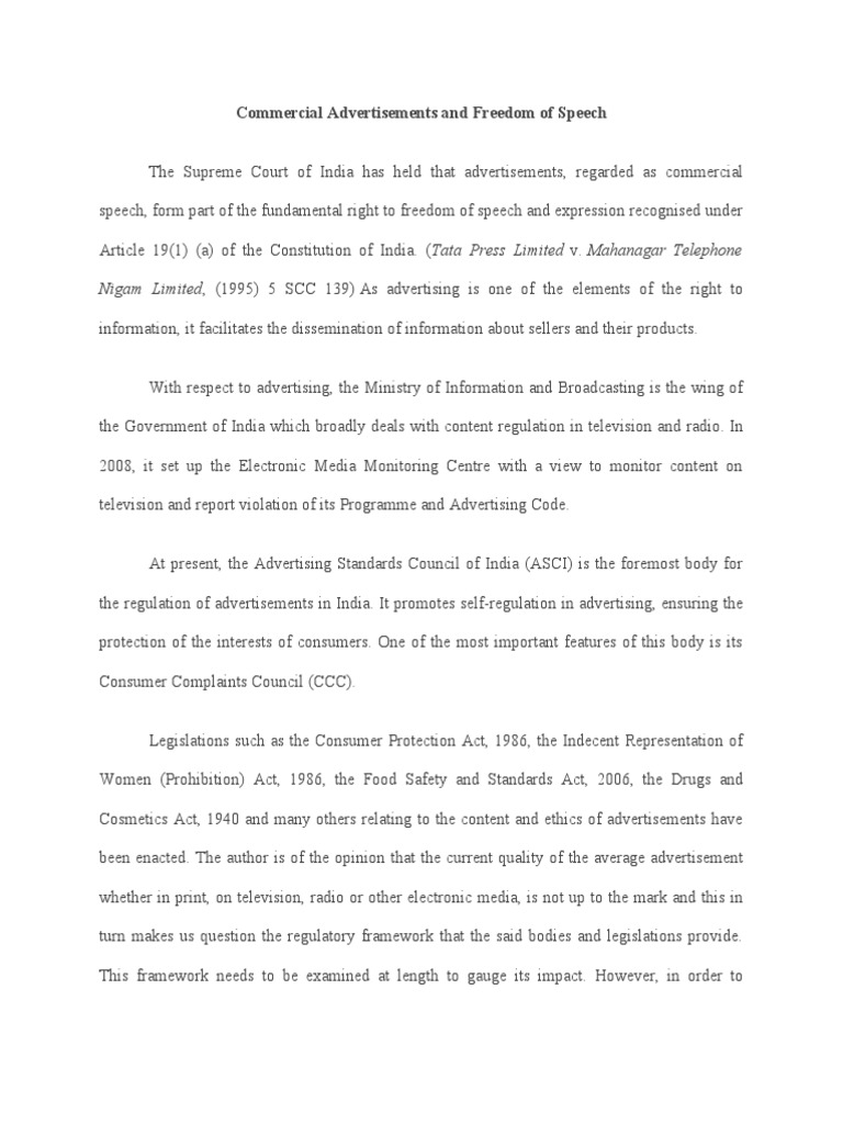 Commercial Speech and Advertising Rights | PDF | Newspapers | Advertising