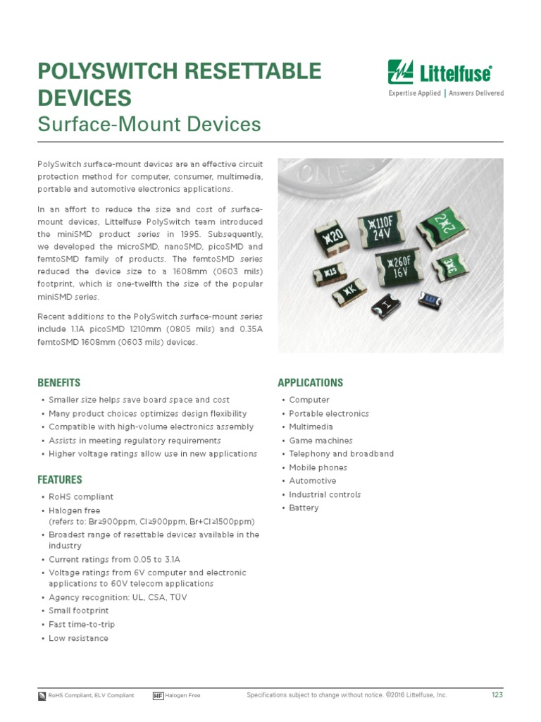 PolySwitch Resettable SMD | PDF | Input/Output | Electronics