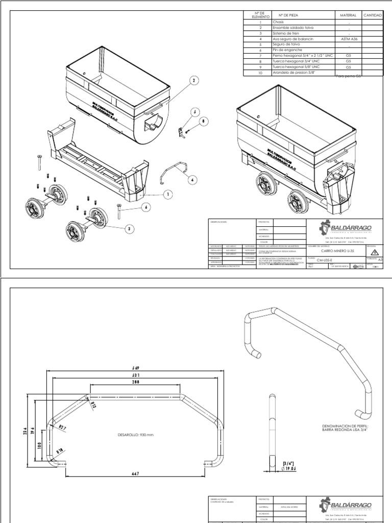 Carro Minero U-35: Especificaciones y Planos | PDF | Acero | Materiales ...