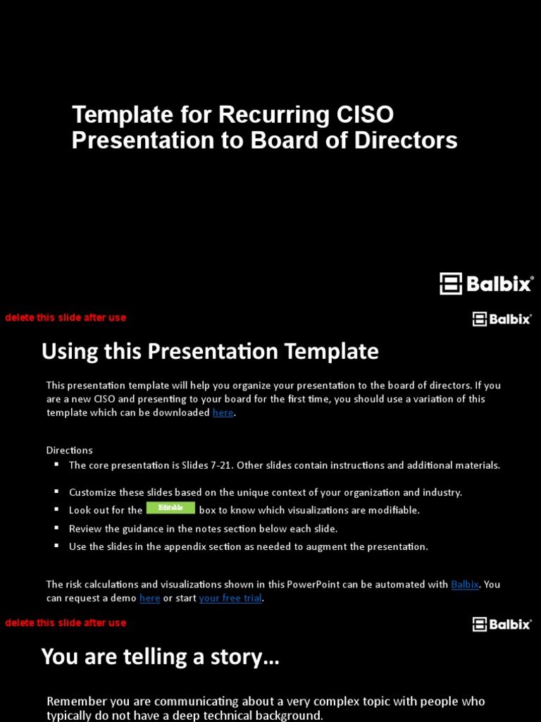 Template For Recurring CISO Presentation To Board of Directors | PDF ...