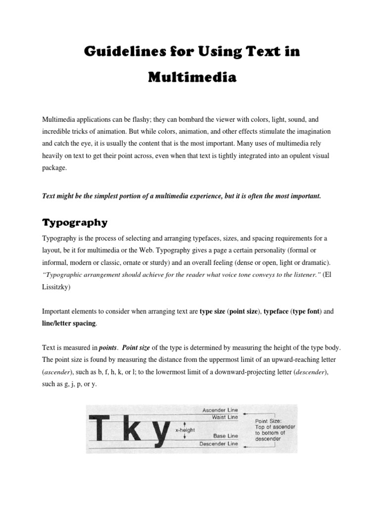 1.01 Guidelines For Using Text in Multimedia | PDF | Typefaces | Serif