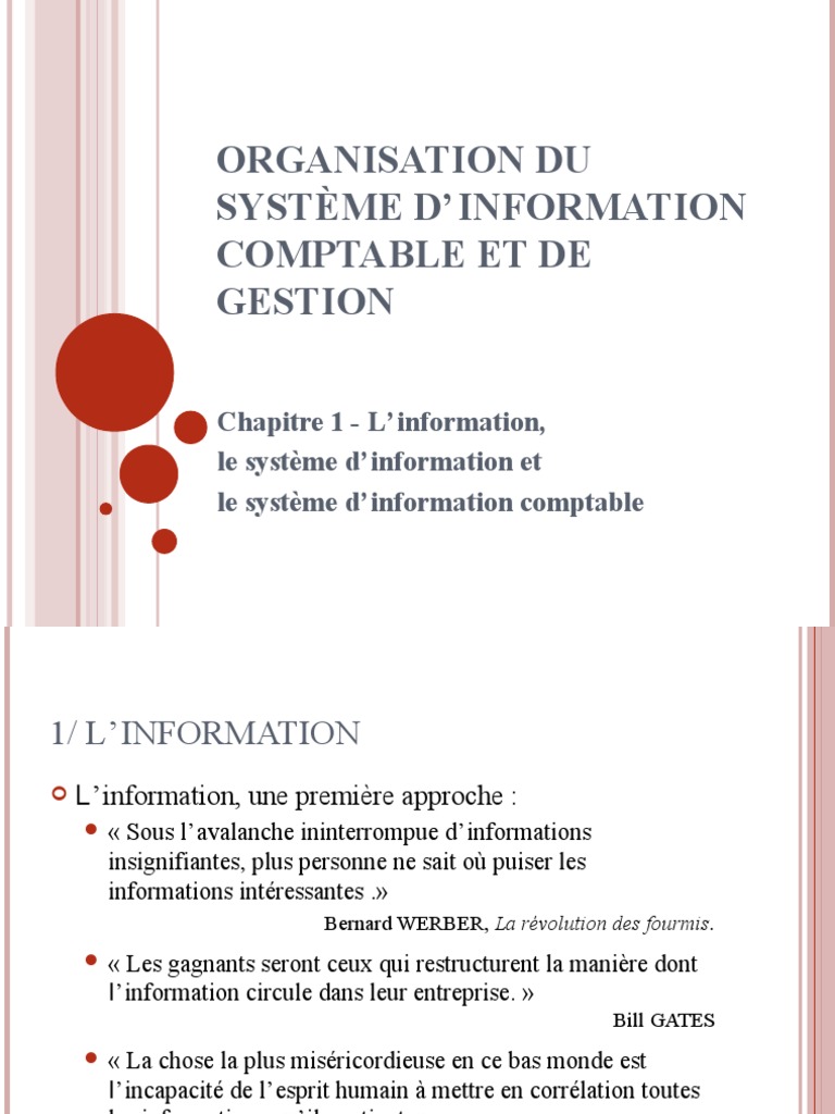 1 - L Information Le SI Et Le SI Comptable | Comptabilité | Informations