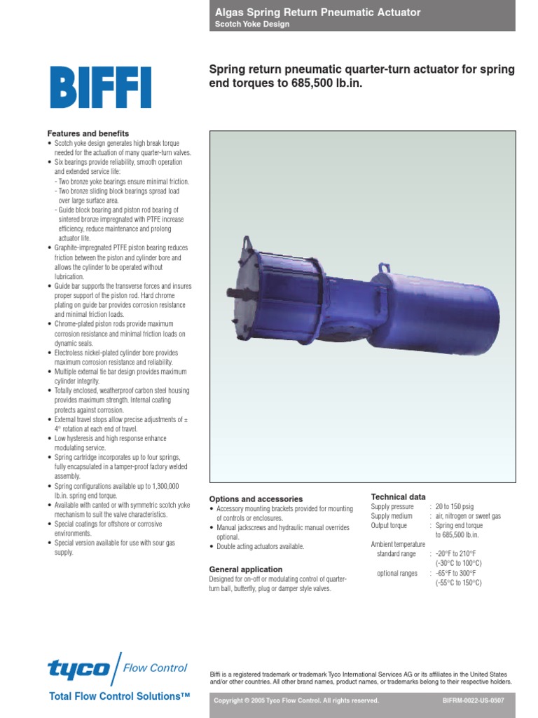 BIFFI Actuator Complete Manual | Download Free PDF | Bearing ...