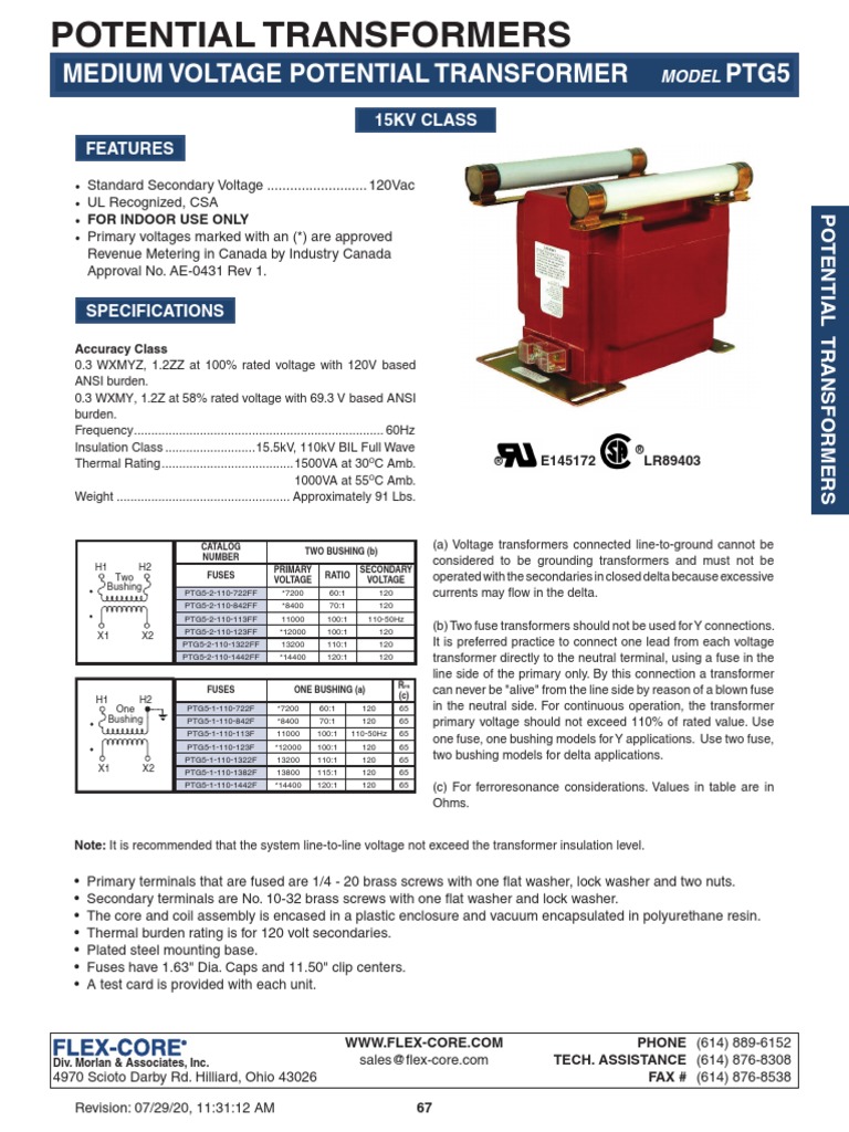 Medium Voltage Potential Transformer Ptg5: Features 15Kv Class | PDF ...