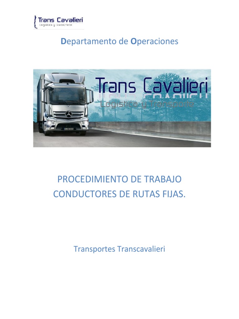 Procedimiento de Trabajo Conductores Rutas Fijas | PDF | Transporte ...