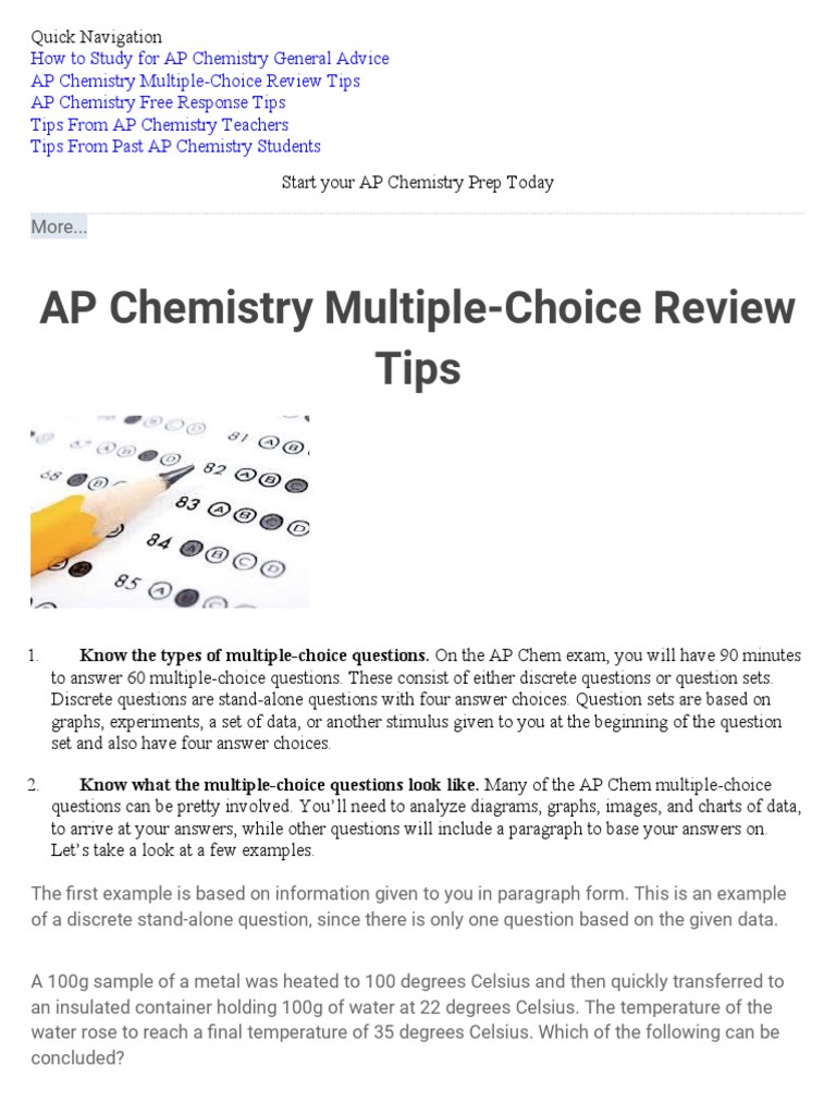 AP Chemistry Multiple-Choice Review Tips Notes | PDF | Multiple Choice ...