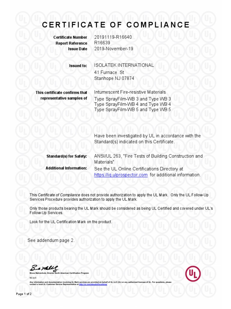 Compliance Certificate for SprayFilm WB5 | PDF | Safety | Business