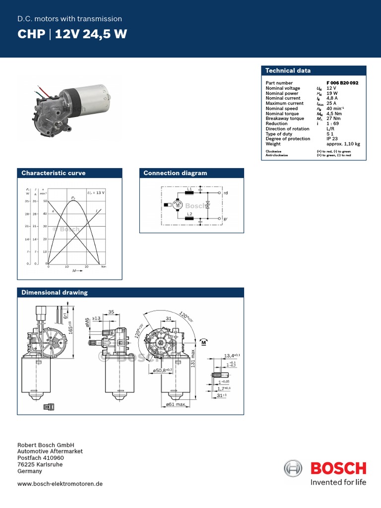 CHP - 12V 24,5 W: D.C. Motors With Transmission | PDF