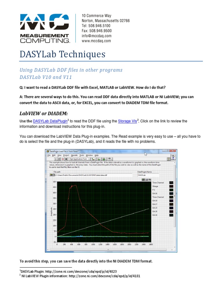 DASYLab Technical Note-LabVIEW and MATLAB | PDF | Microsoft Excel ...