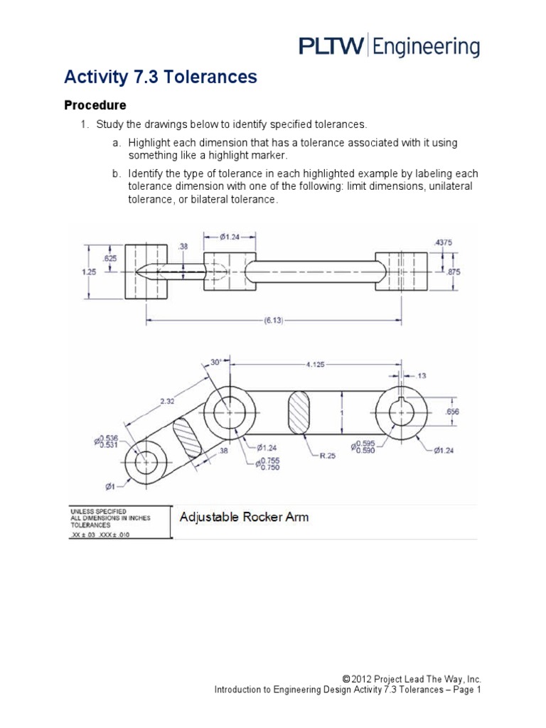 Activity 7.3 Tolerances: Procedure | PDF | Engineering Tolerance ...