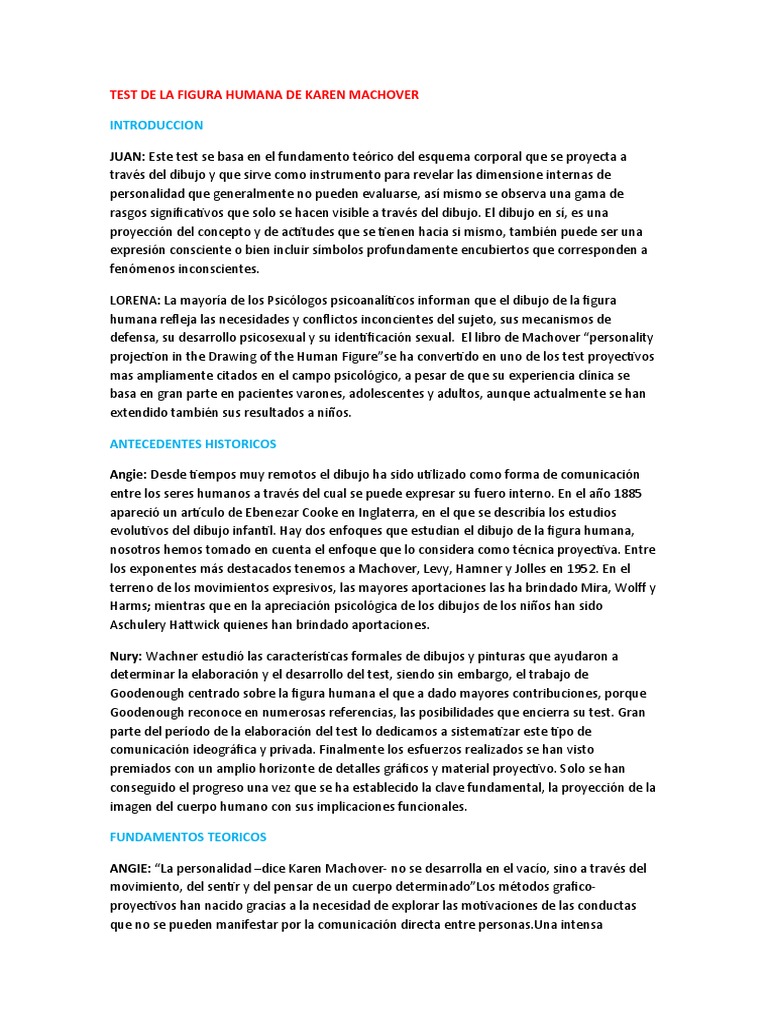 Test de La Figura Humana de Karen Machover | PDF | Expresión facial ...