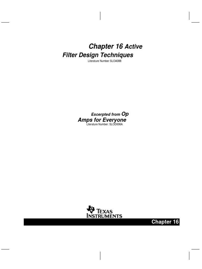 Active Filter Design Techniques: Op Amps For Everyone | PDF | Low Pass ...