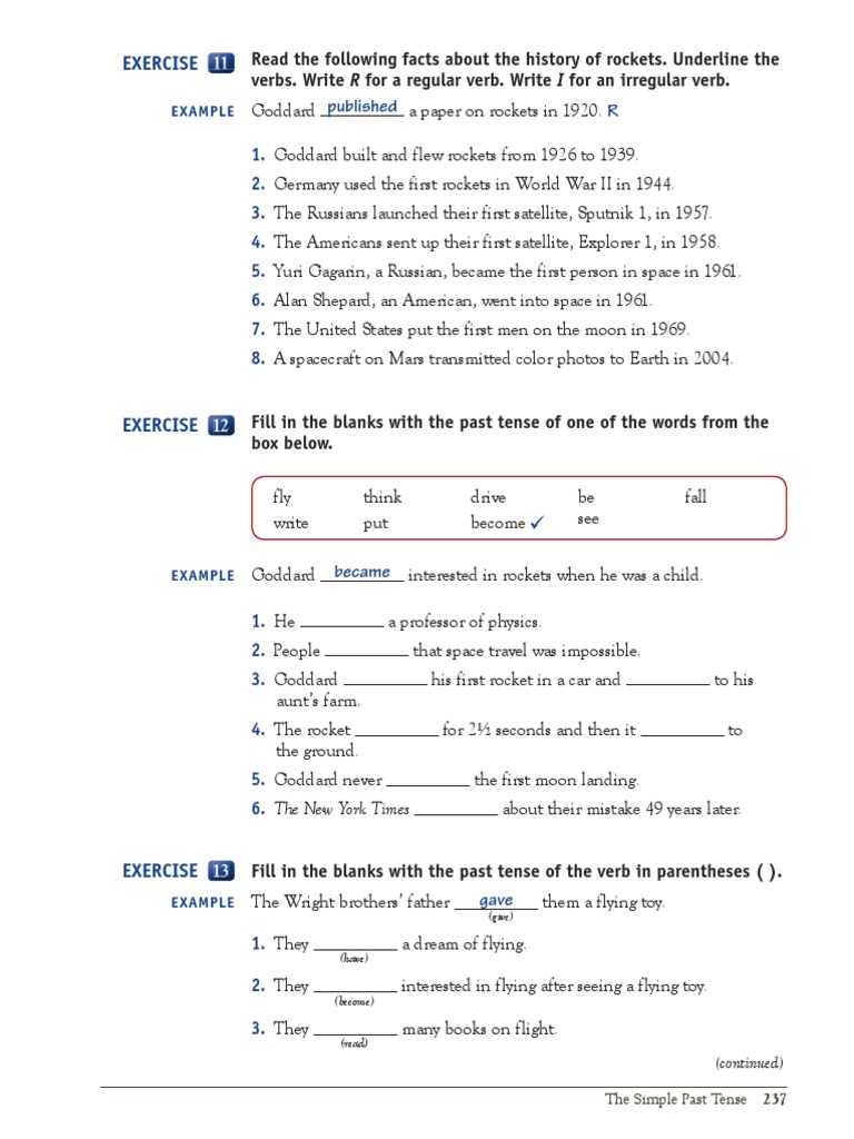 Simple Past Tense Exercises 2B | PDF | Satellite | Wright Brothers