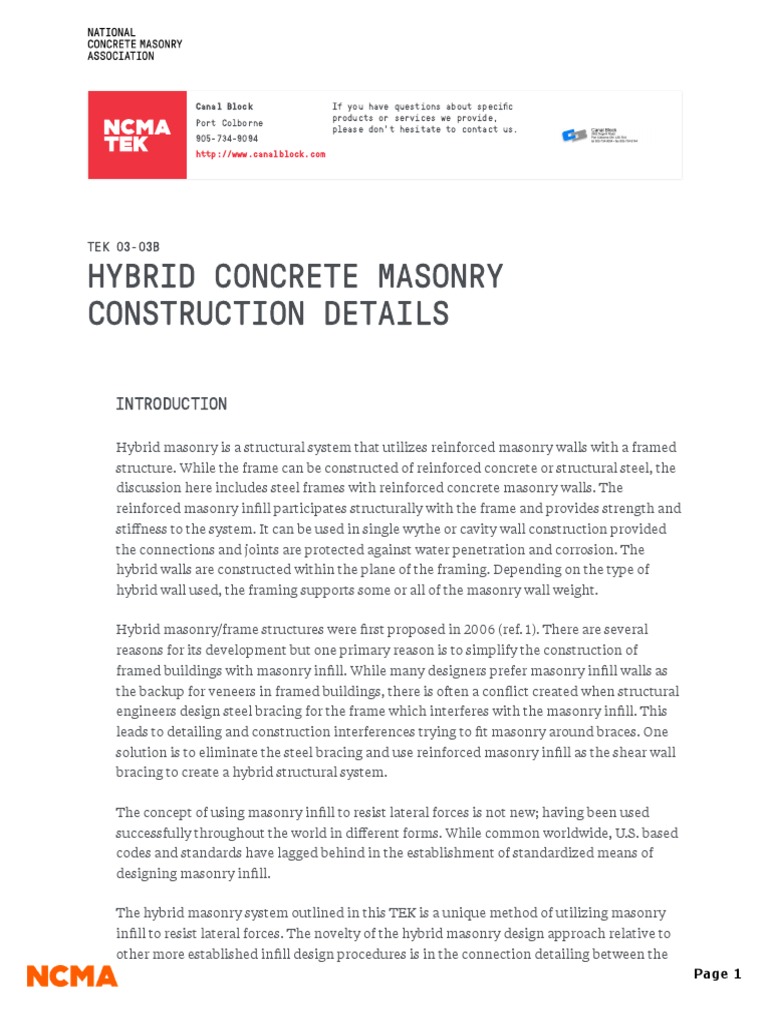 Hybrid Concrete Masonry Construction Details | PDF | Framing ...