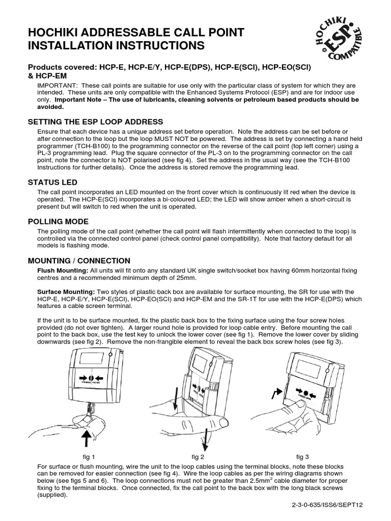 Hochiki Addressable Call Point Installation Instructions | Download Free PDF | Electrical ...