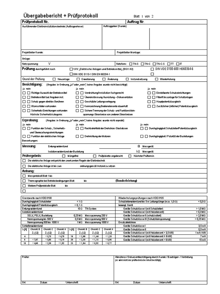 Vde Messprotokoll | PDF