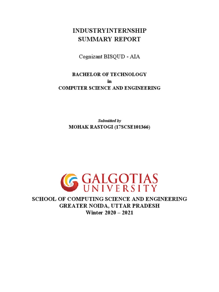 CTS INTERNSHIP REPORT - Mohak | PDF | Software Testing | Databases