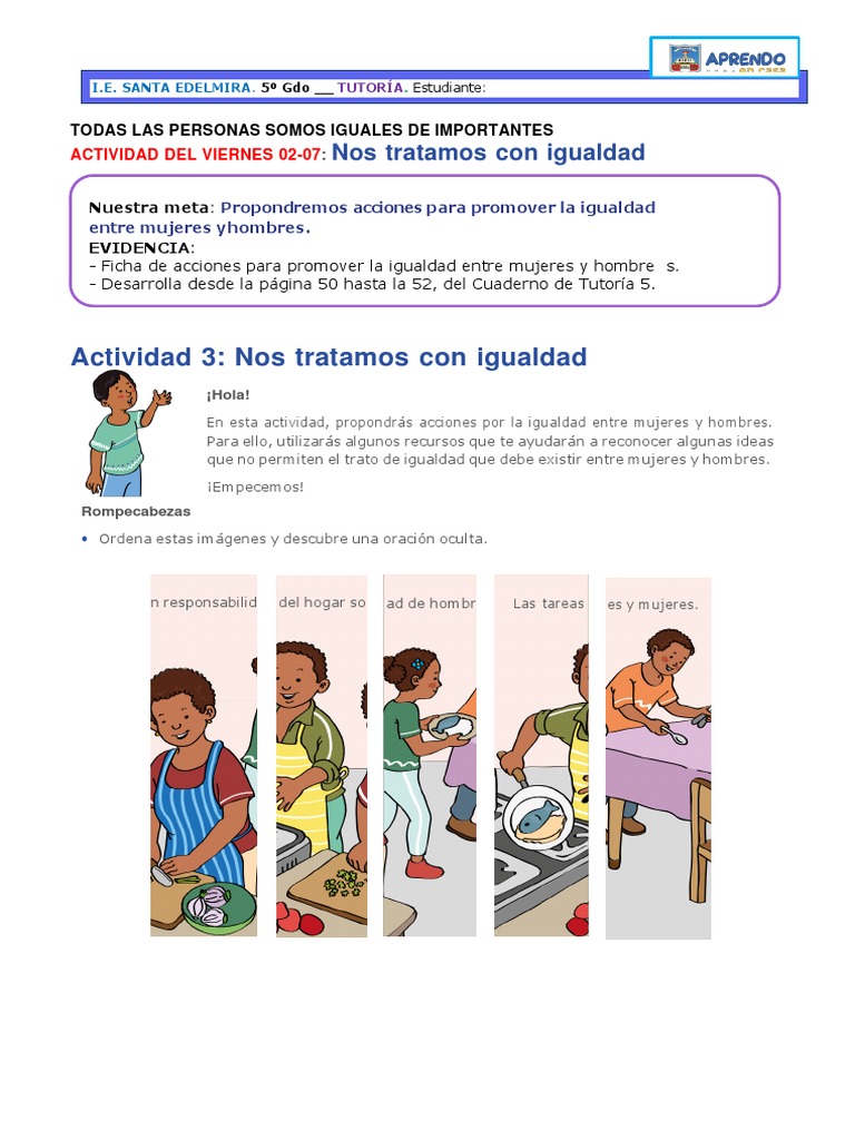 Actividades para promover la igualdad de género | PDF | Igualdad de ...