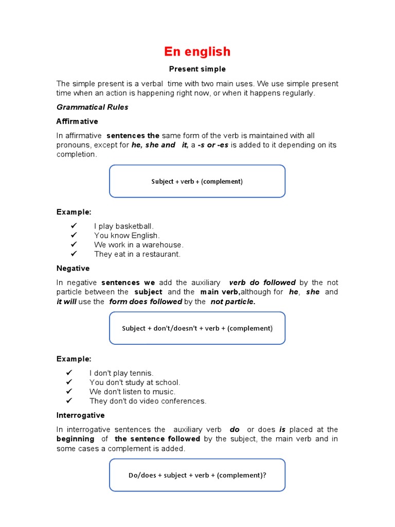 Present Simple | PDF | Verb | Syntax