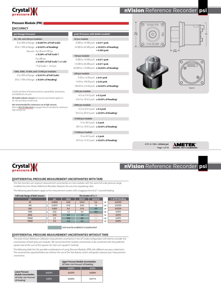 Data Sheet CryStal Nvision | PDF | Metrology | Physical Quantities