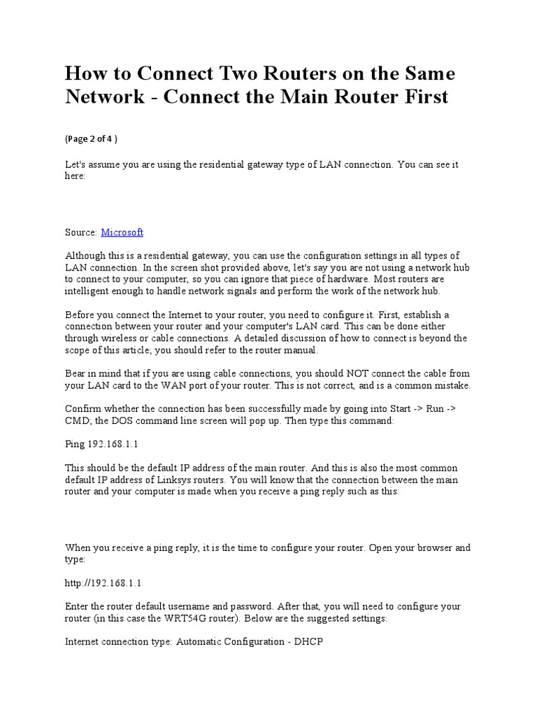 How To Connect Two Routers On The Same Network | PDF | Computer ...