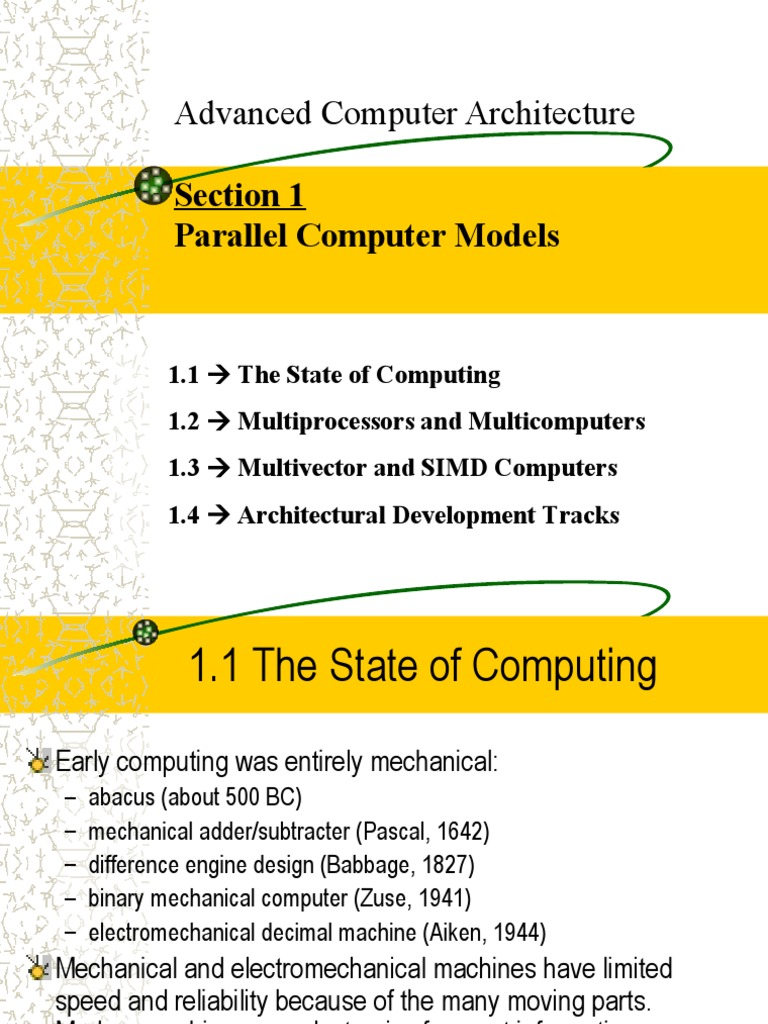 Advanced Computer Architecture: Section 1 Parallel Computer Models | PDF | Parallel Computing ...