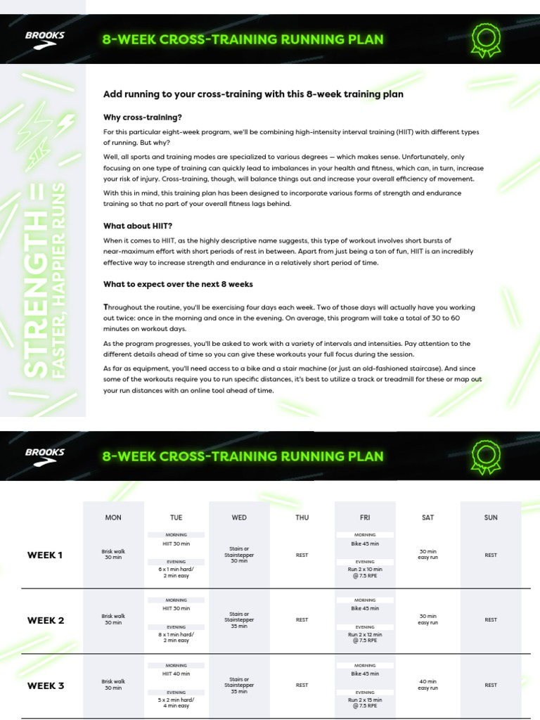 8-Week Cross-Training Running Plan | PDF | High Intensity Interval ...